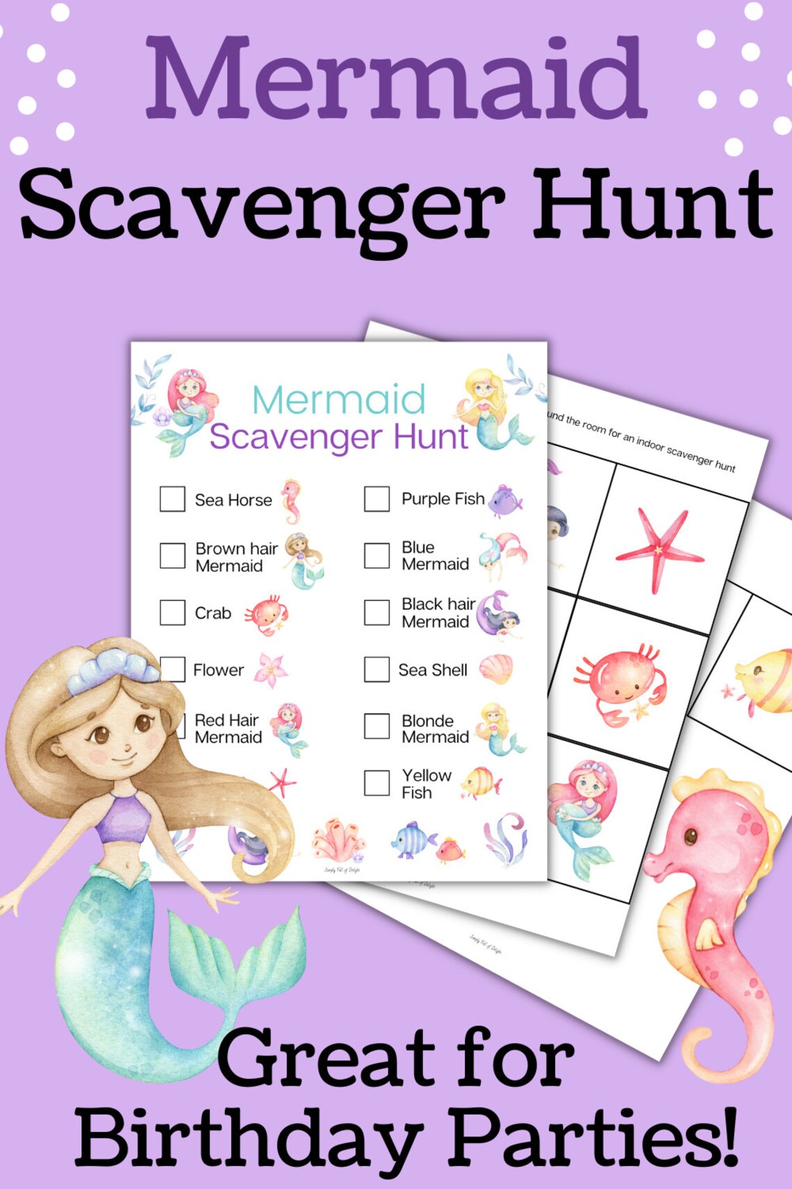 Mermaid Scavenger Hunt, Mermaid Treasure Hunt, Printable for Kids ...