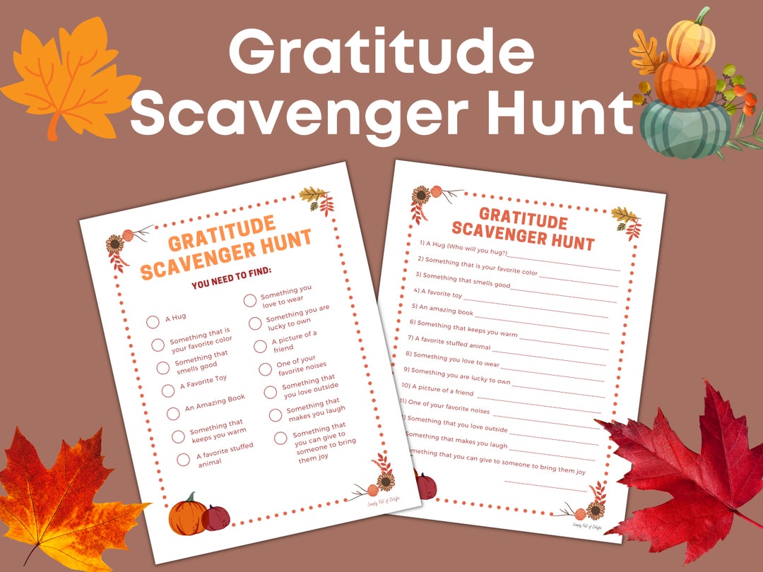 Gratitude Scavenger Hunt, Thanksgiving Scavenger Hunt, Fall Scavenger ...