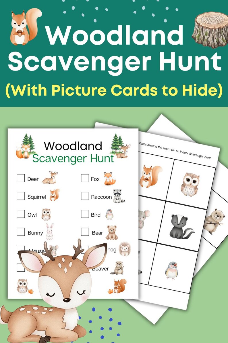 Woodland Scavenger Hunt, Forest Animal Treasure Hunt, Printable for ...
