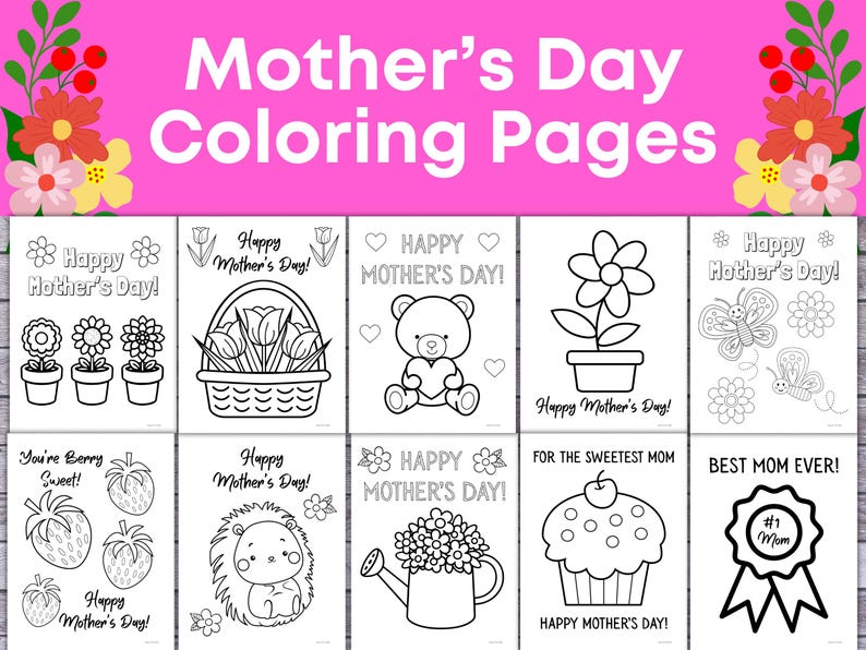 Cute Mother's Day Coloring Pages for Kids, Mother's Day Coloring Sheets ...