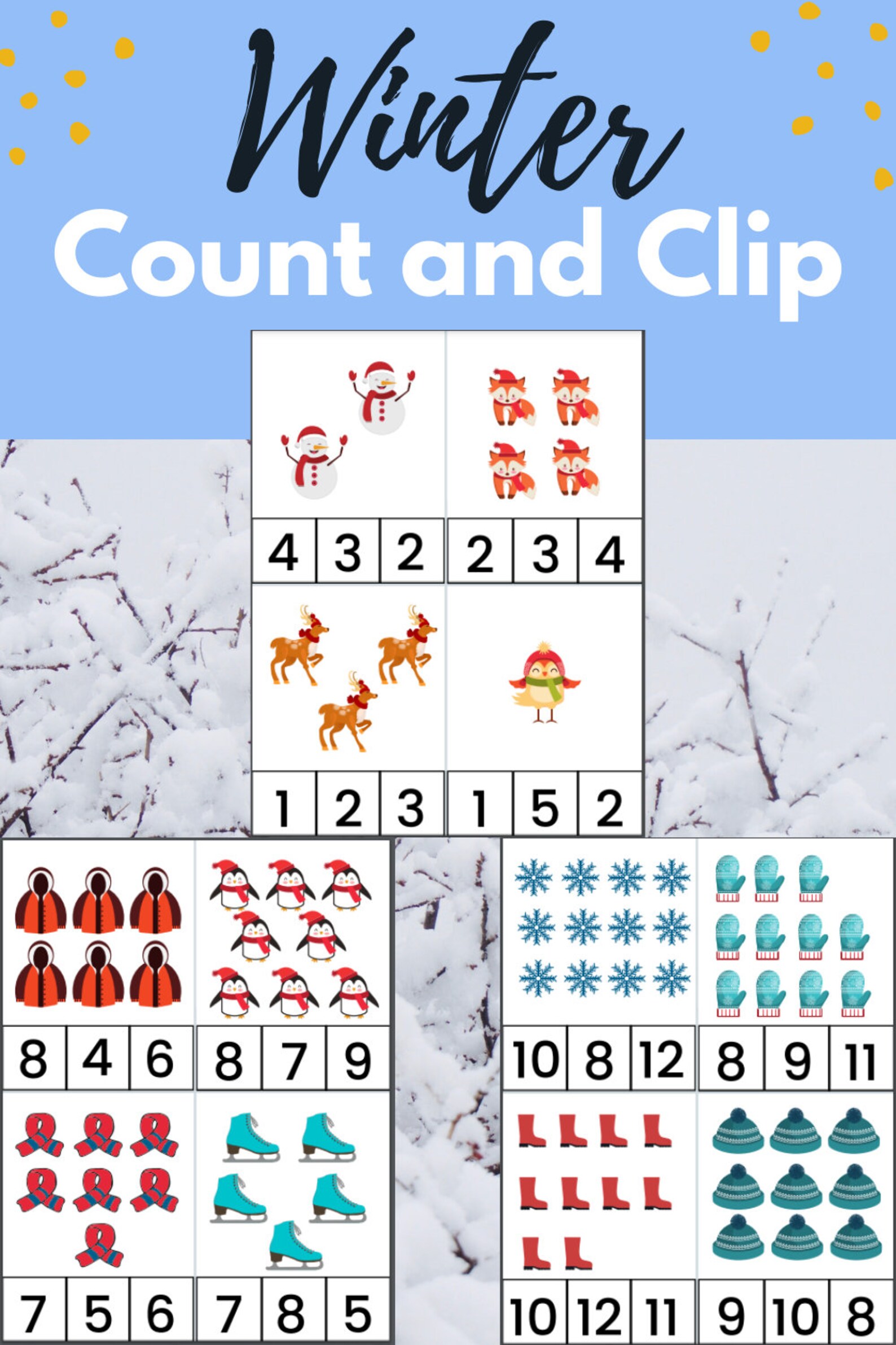 Winter Count Clip Cards, Montessori Math Printable, Homeschooling ...
