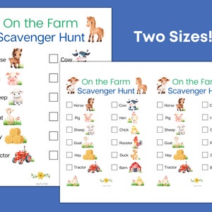 Farm Scavenger Hunt, Farm Animal Treasure Hunt, Printable for Kids ...