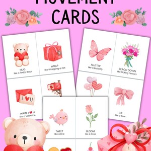 Valentine's Day Movement Cards for Kids, Preschool Gross Motor Activity ...