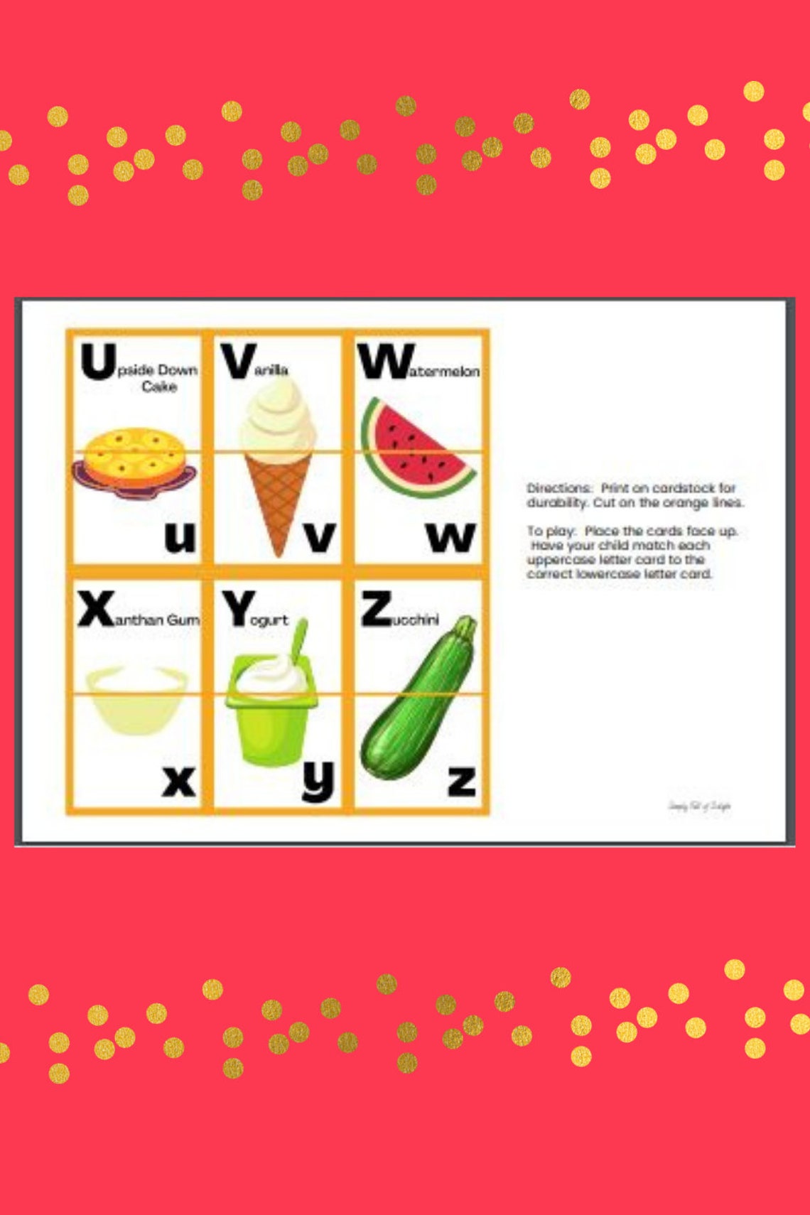 ABC Matching Game, Uppercase Lowercase, Alphabet Flash Cards, Preschool ...