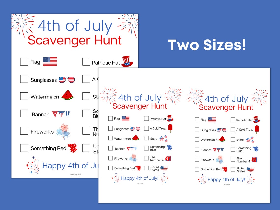 4th of July Scavenger Hunt With Cards to Hide, Indoor Independence Day ...