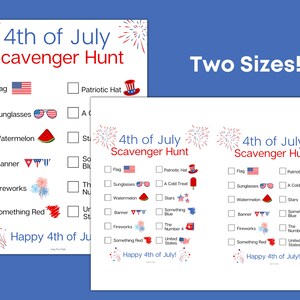 4th of July Scavenger Hunt With Cards to Hide, Indoor Independence Day ...