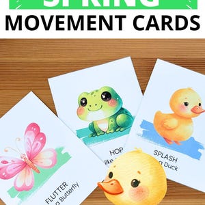 Spring Movement Cards for Kids, Preschool Gross Motor Activity ...