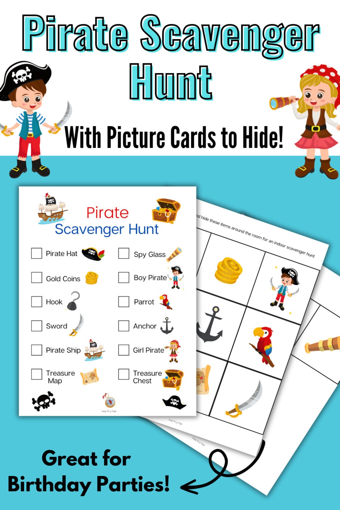 Pirate Scavenger Hunt, Pirate Treasure Hunt, Printable for Kids ...