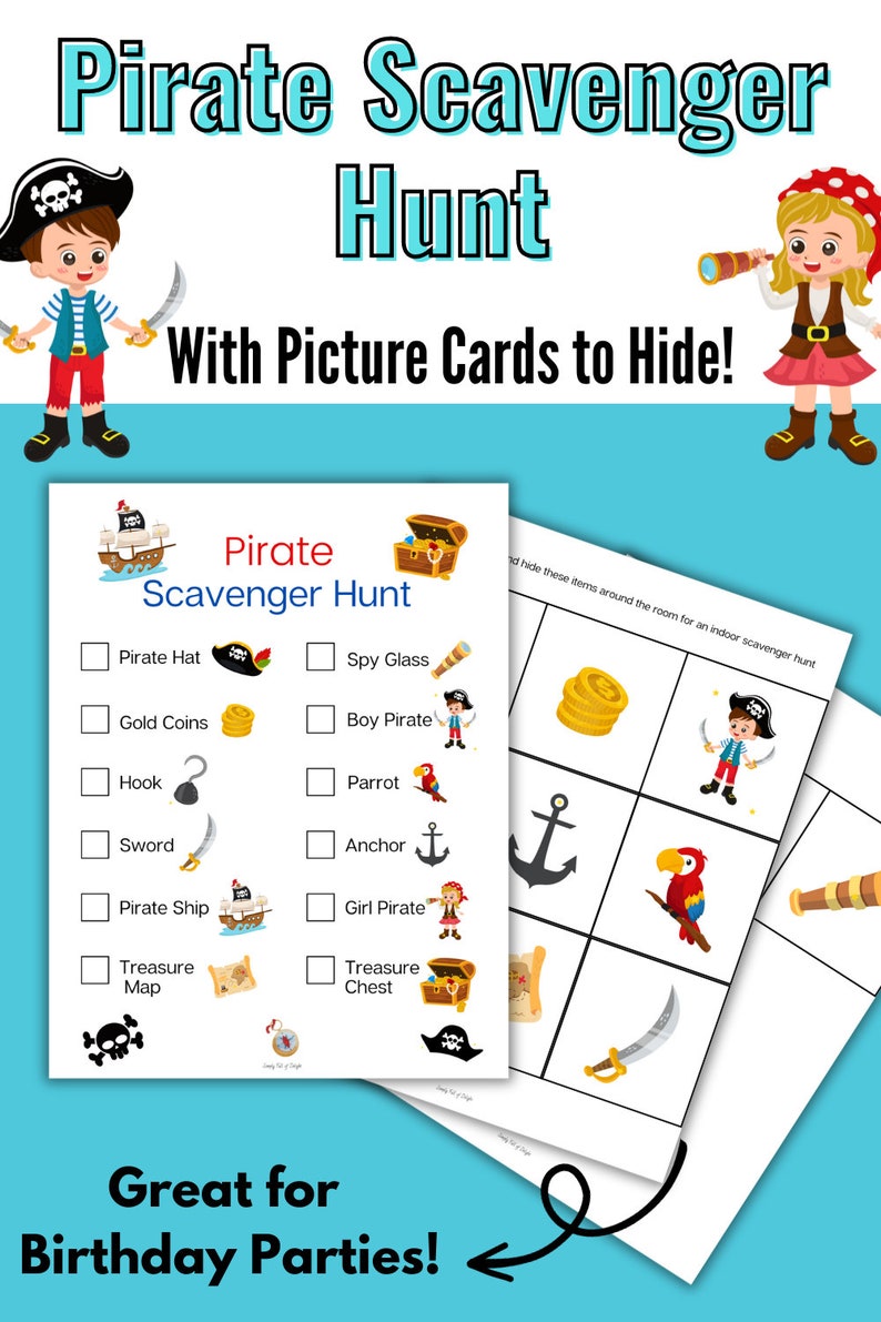 Pirate Scavenger Hunt, Pirate Treasure Hunt, Printable for Kids ...