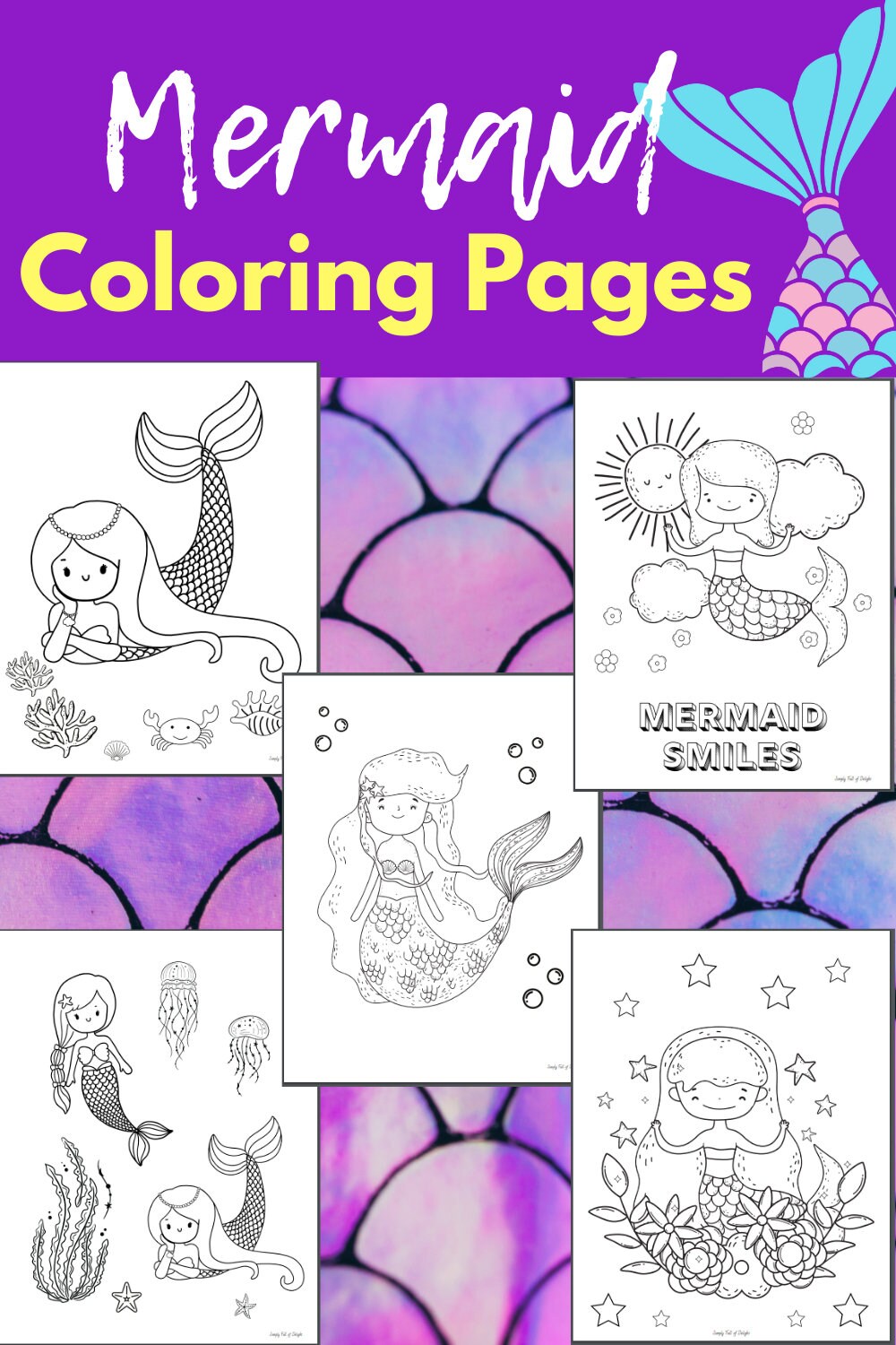 Mermaid Coloring Pages for Kids, Mermaid Coloring Sheets, Mermaid ...