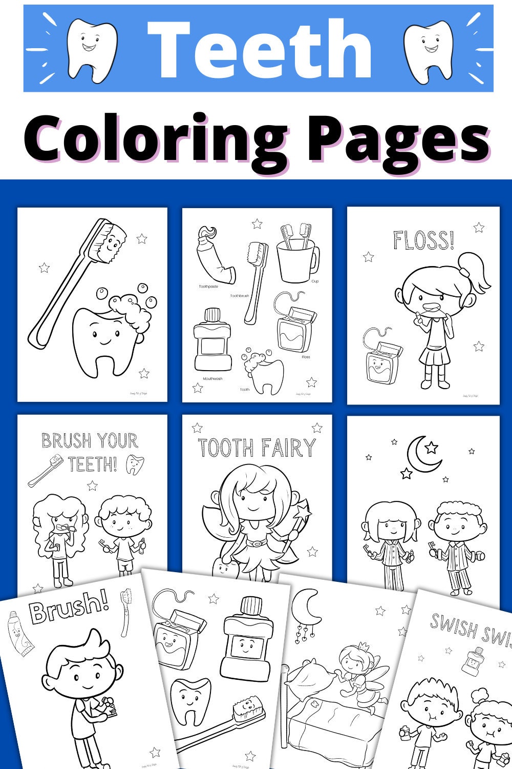 Dental Coloring Pages for Kids, Teeth Coloring Sheets, Tooth Coloring ...