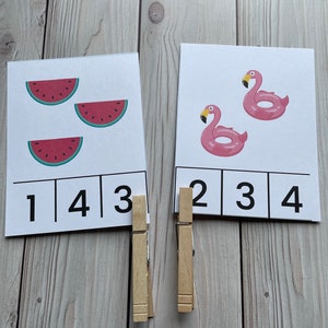 Summer Count Clip Cards, Montessori Math Printable, Homeschooling ...