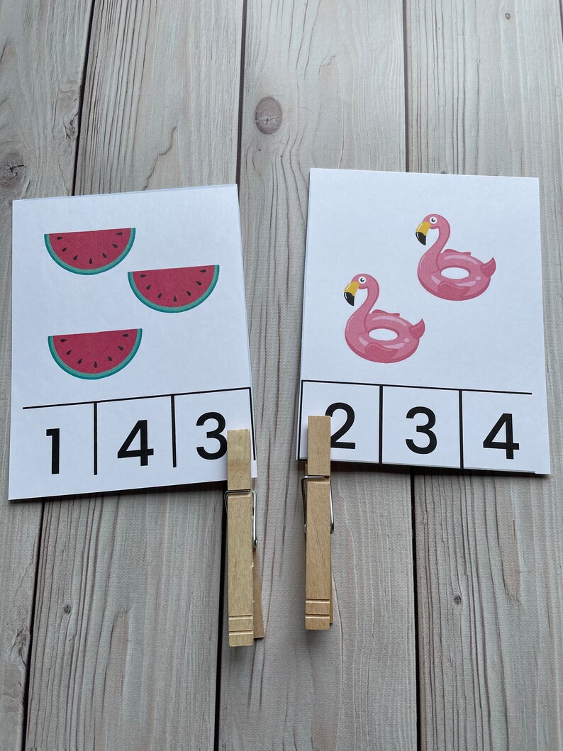 Summer Count Clip Cards, Montessori Math Printable, Homeschooling ...
