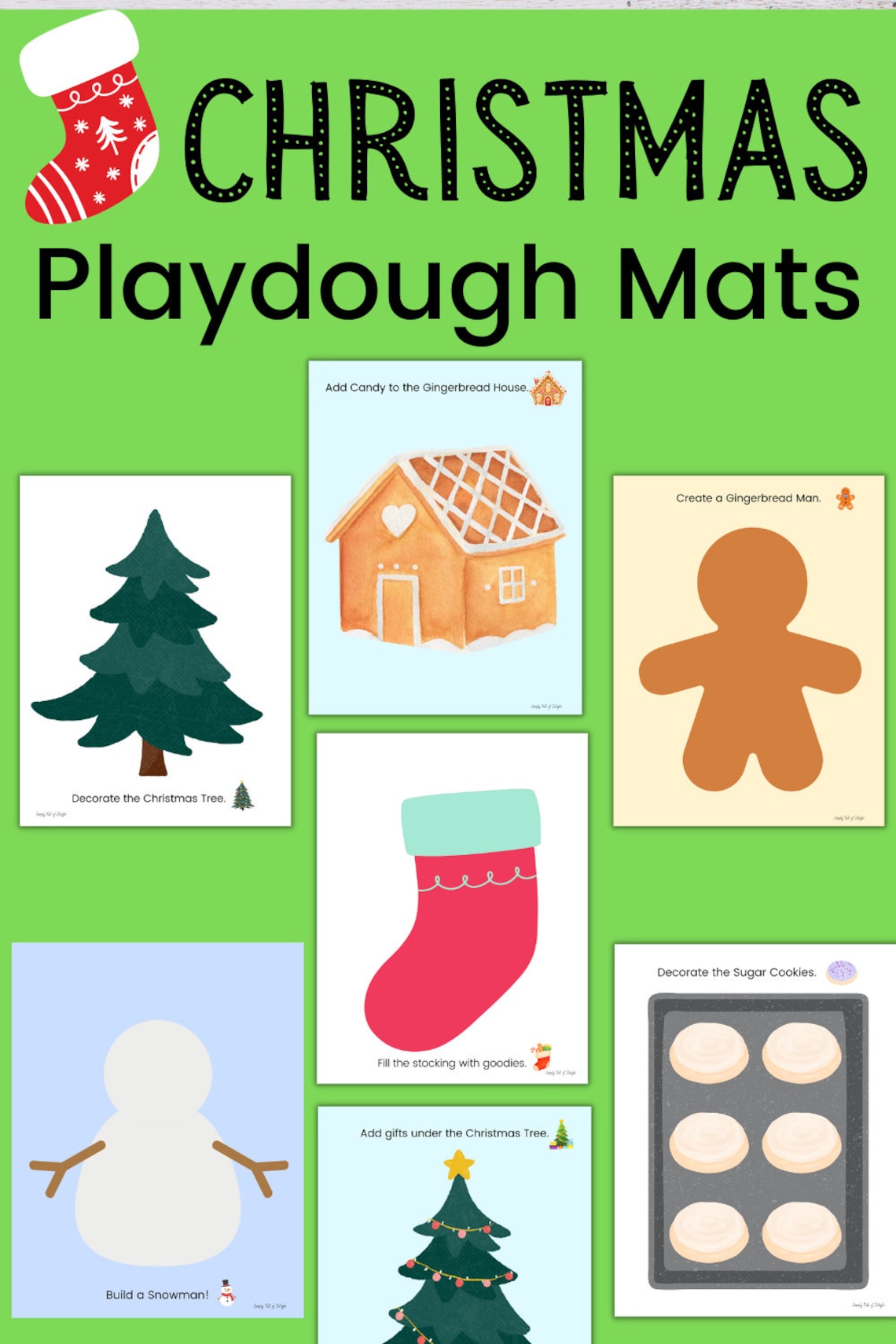 7 Christmas Playdough Mats Printable Play Doh Mats Christmas - Etsy