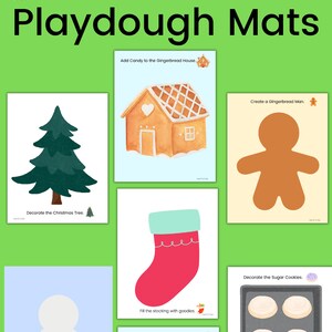 7 Christmas Playdough Mats, Printable Play Doh Mats, Christmas Play ...