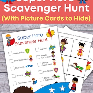 Super Hero Scavenger Hunt, Superhero Treasure Hunt, Printable for Kids ...