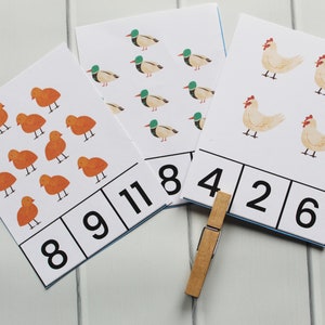 Farm Count Clip Cards, Montessori Math Printable, Homeschooling ...