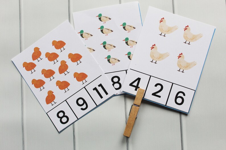 Farm Count Clip Cards, Montessori Math Printable, Homeschooling ...
