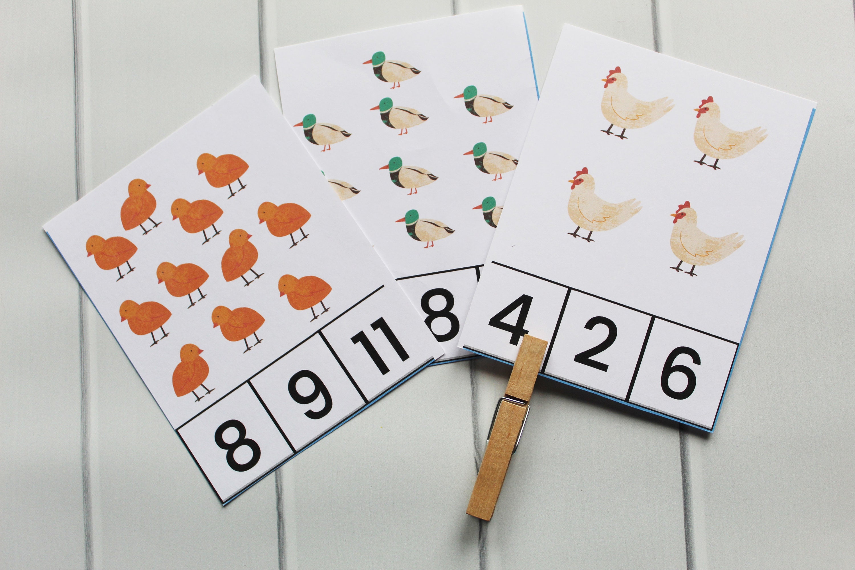 Farm Count Clip Cards, Montessori Math Printable, Homeschooling ...