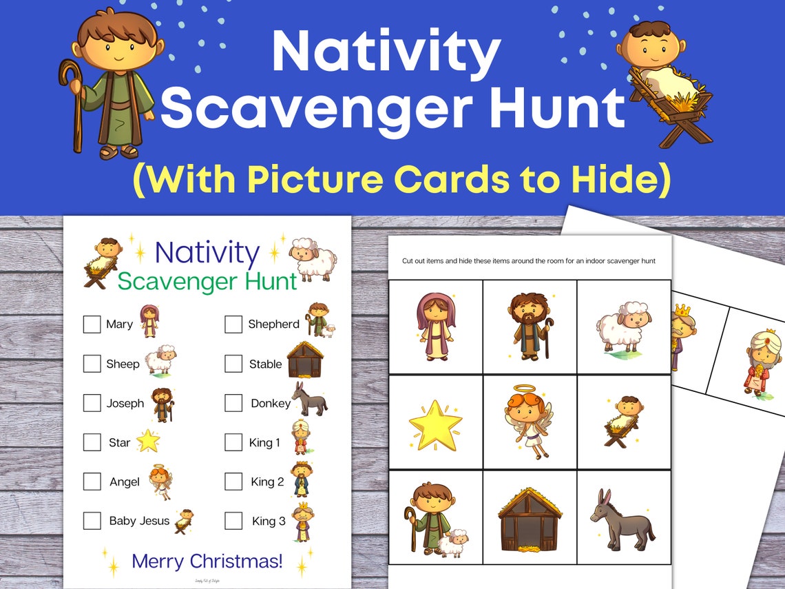Nativity Scavenger Hunt, Christmas Scavenger Hunt With Cards to Hide ...