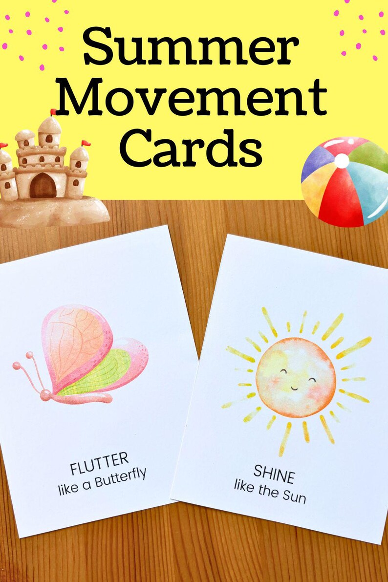 Summer Movement Cards for Kids, Preschool Gross Motor Activity ...