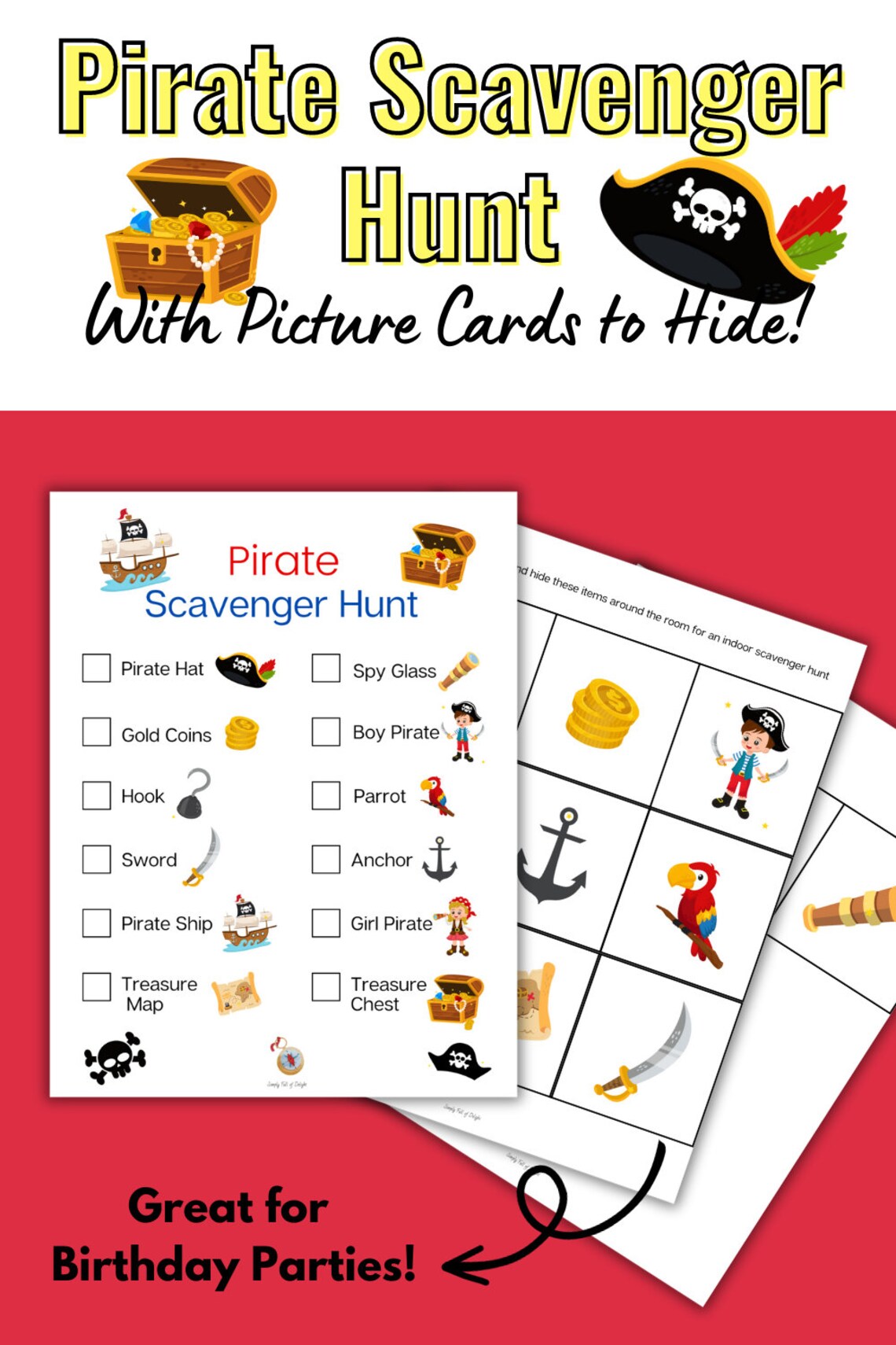 Pirate Scavenger Hunt, Pirate Treasure Hunt, Printable for Kids ...