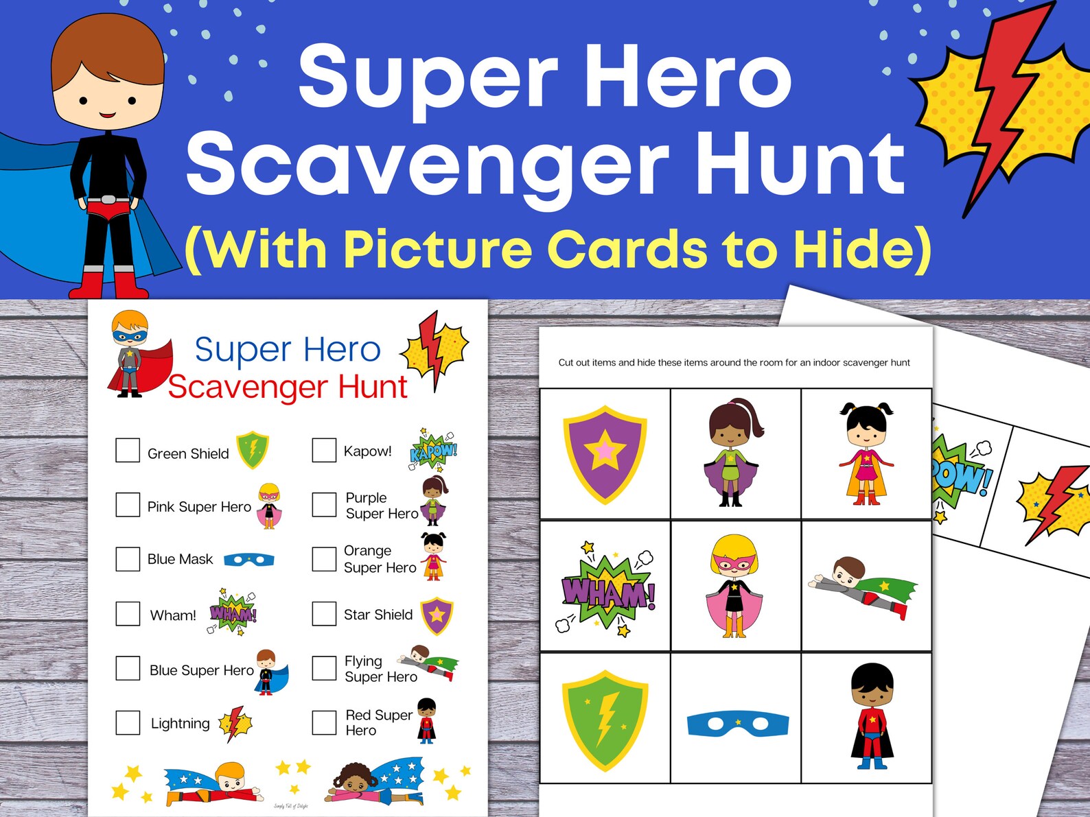 Super Hero Scavenger Hunt, Superhero Treasure Hunt, Printable for Kids ...