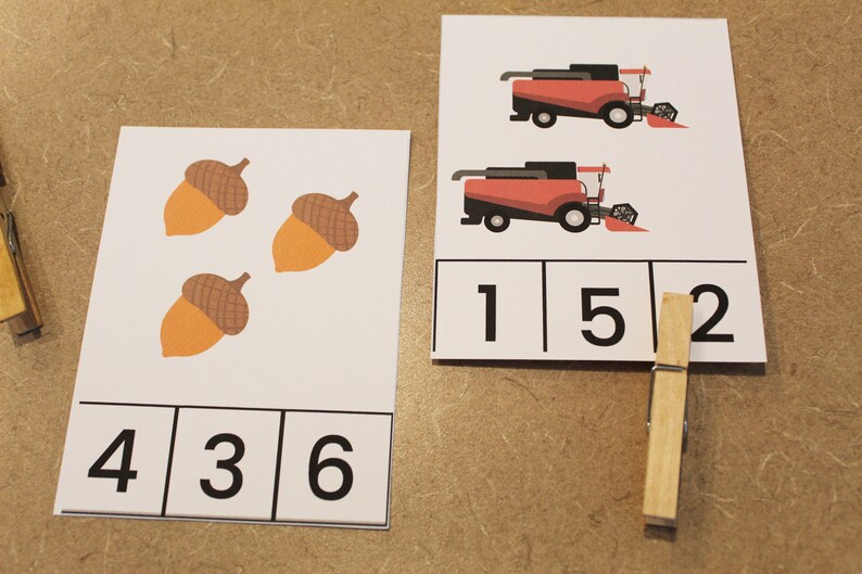 Fall Count Clip Cards, Montessori Math Printable, Homeschooling ...