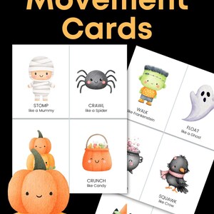 Halloween Movement Cards for Kids, Preschool Gross Motor Activity ...