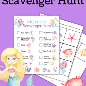 Mermaid Scavenger Hunt, Mermaid Treasure Hunt, Printable for Kids ...