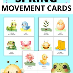 Spring Movement Cards for Kids, Preschool Gross Motor Activity ...