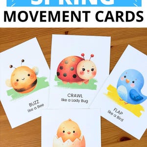 Spring Movement Cards for Kids, Preschool Gross Motor Activity ...