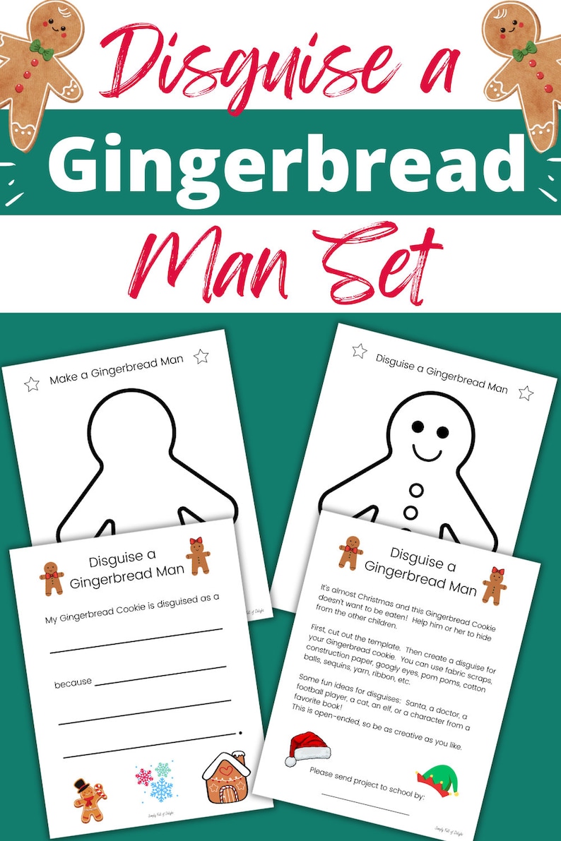 Disguise a Gingerbread Man Set, Gingerbread Man Project, Christmas ...