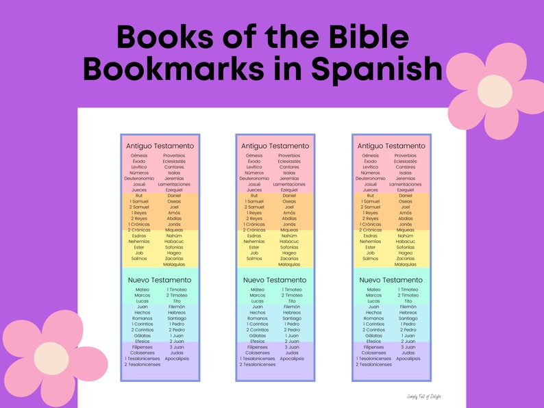 Spanish Books of the Bible Bookmark Printable, Spanish Christian ...