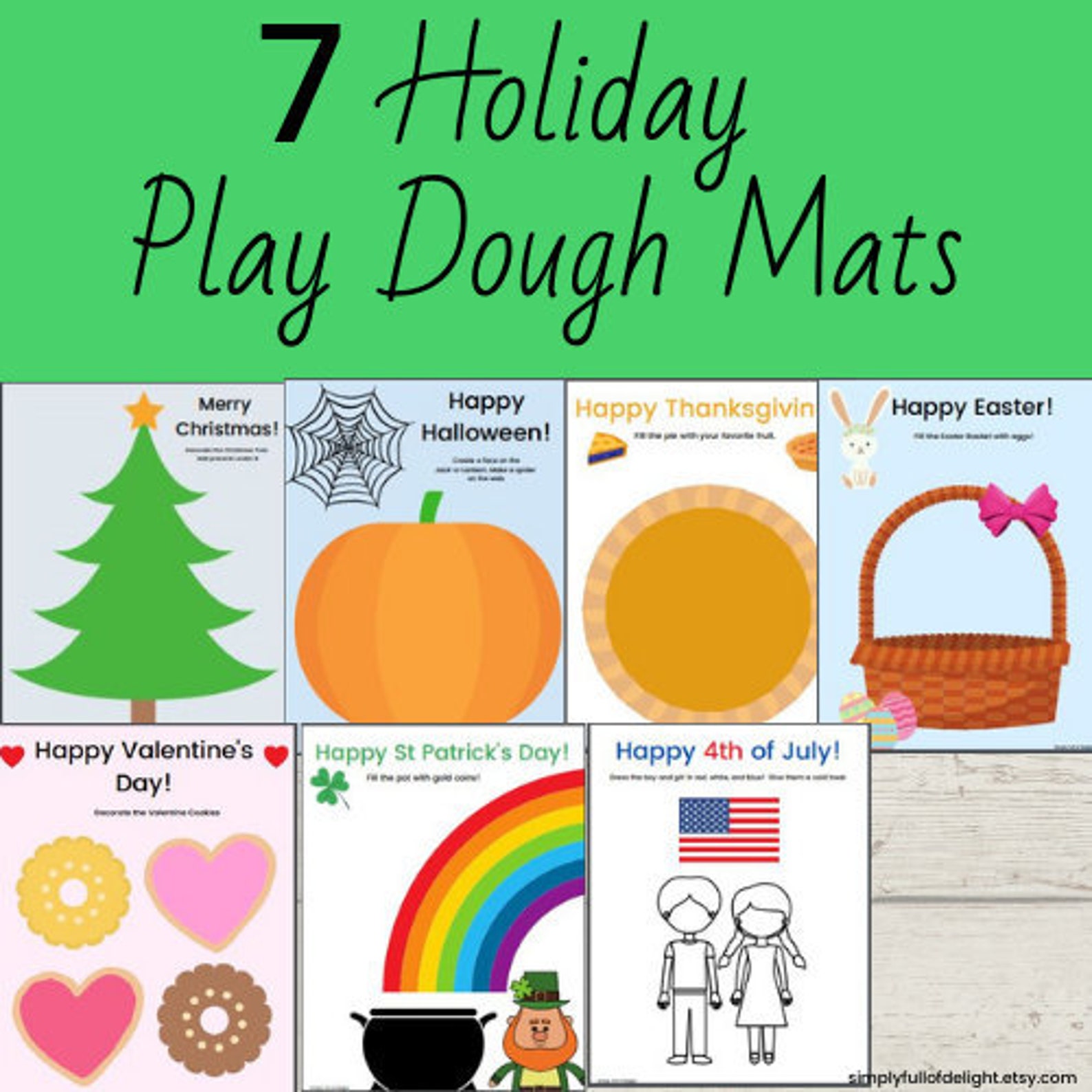 7 Printable Playdough Mats Holiday Play Dough Mats - Etsy