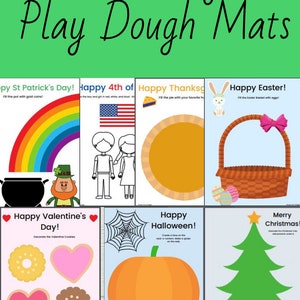 7 Printable Playdough Mats, Holiday Play Dough Mats, Homeschooling ...