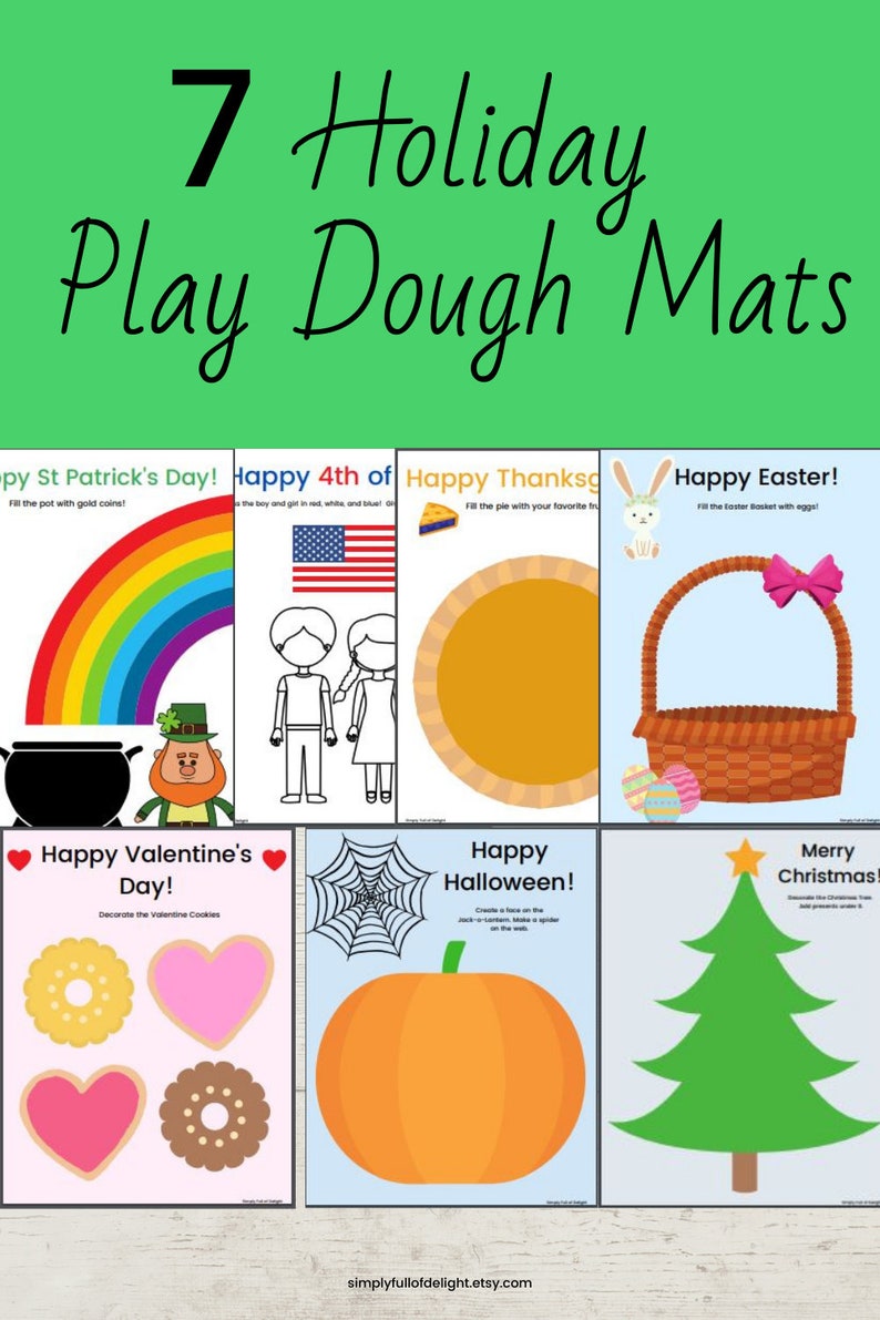 7 Printable Playdough Mats, Holiday Play Dough Mats, Homeschooling ...