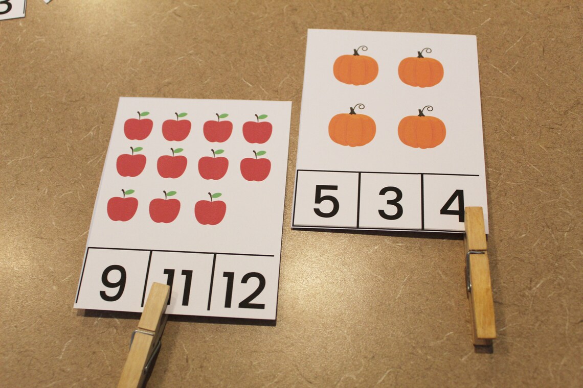 Fall Count Clip Cards Montessori Math Printable - Etsy
