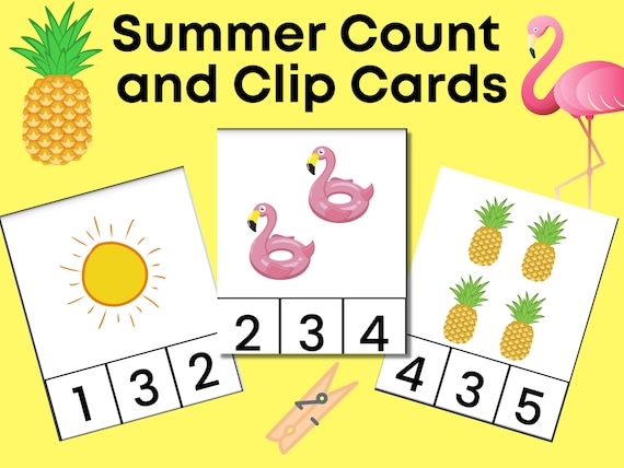 Summer Count Clip Cards Montessori Math Printable | Etsy
