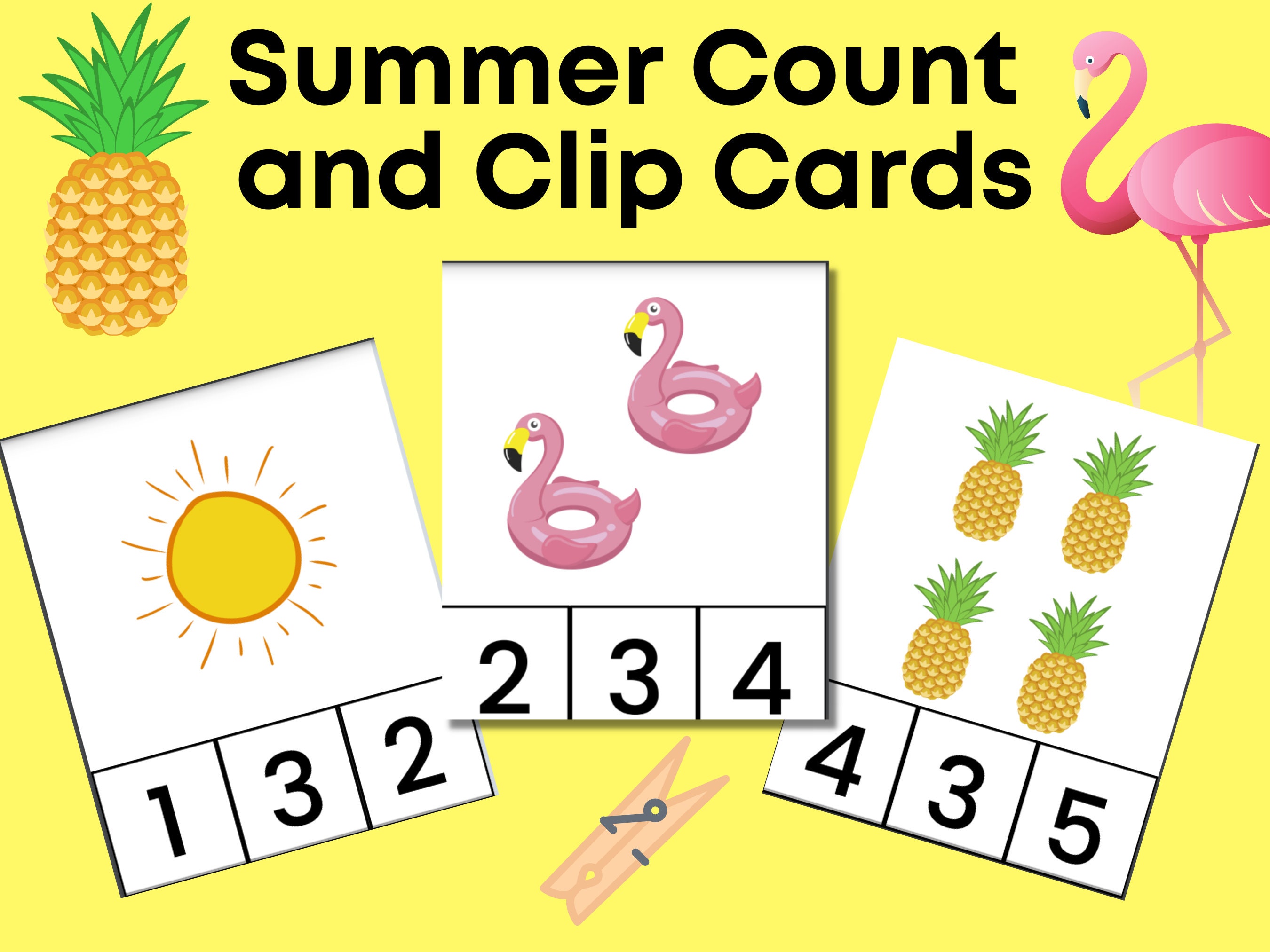 Summer Count Clip Cards, Montessori Math Printable, Homeschooling ...
