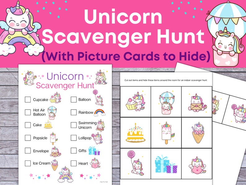 Unicorn Scavenger Hunt, Unicorn Treasure Hunt, Printable for Kids ...
