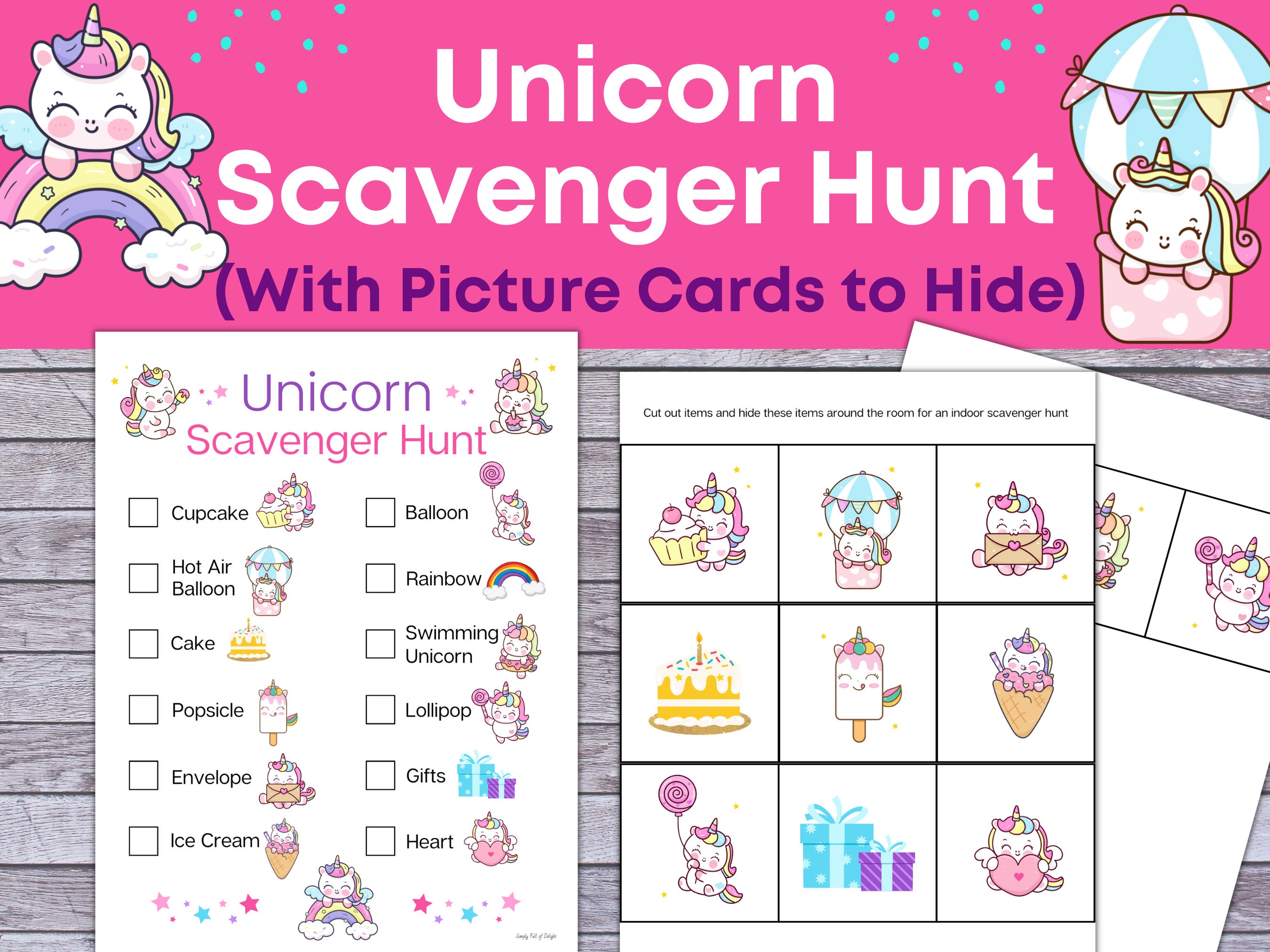 Unicorn Scavenger Hunt, Unicorn Treasure Hunt, Printable for Kids ...