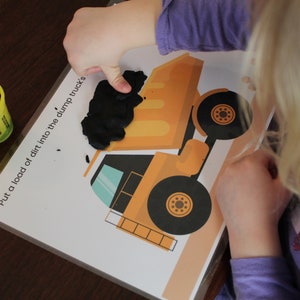 5 Printable Play Doh Mats, Construction Play Dough Mats, Dump Truck ...