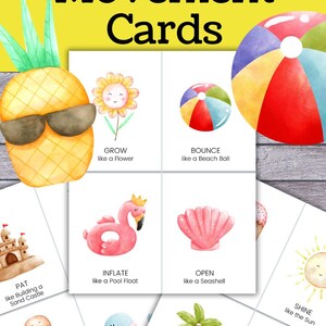Summer Movement Cards for Kids, Preschool Gross Motor Activity ...