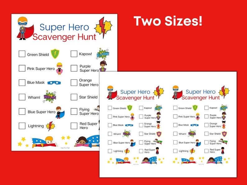 Super Hero Scavenger Hunt, Superhero Treasure Hunt, Printable for Kids ...