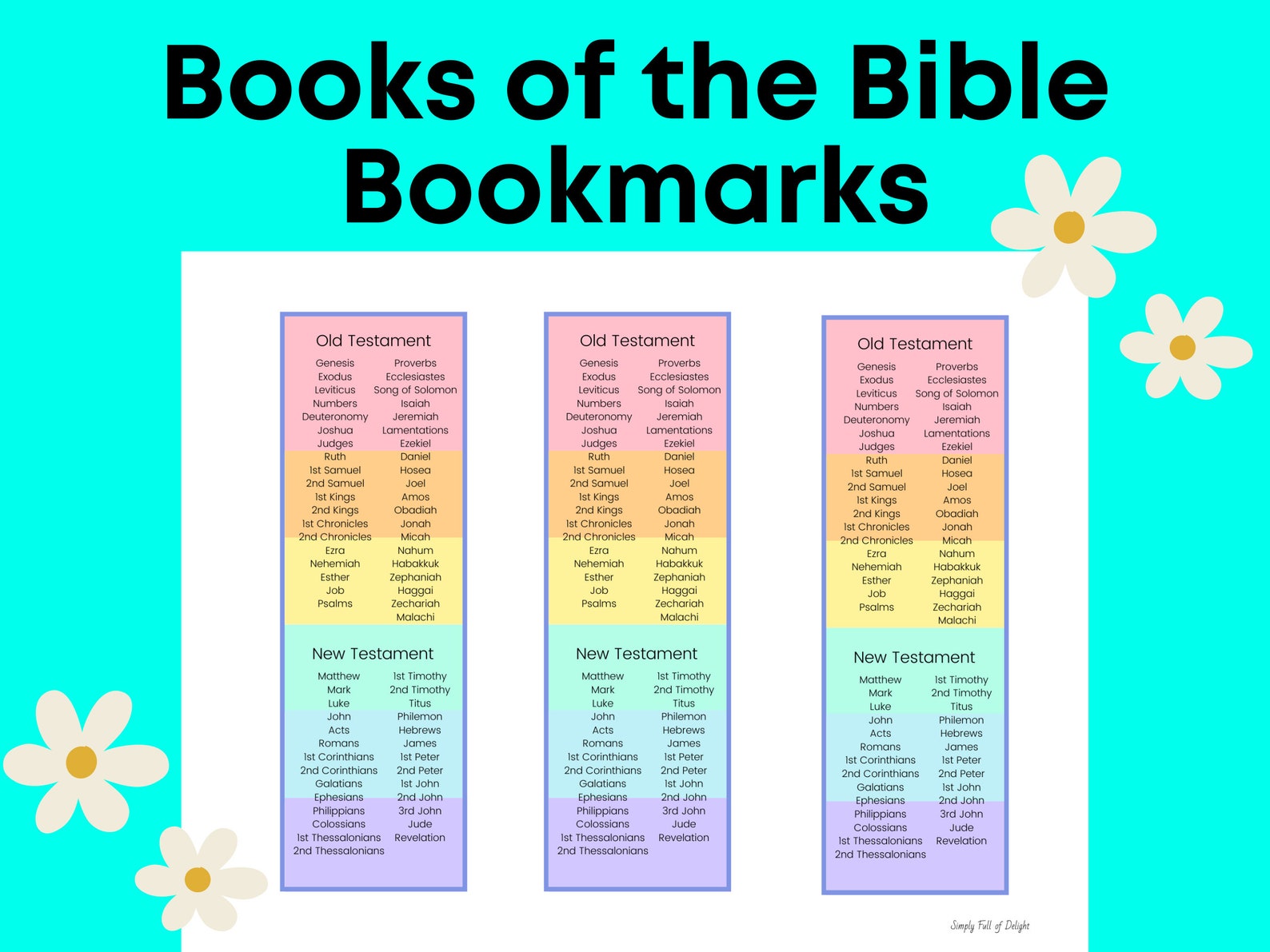 Books of the Bible Bookmark Printable, Christian Printable, Bible ...