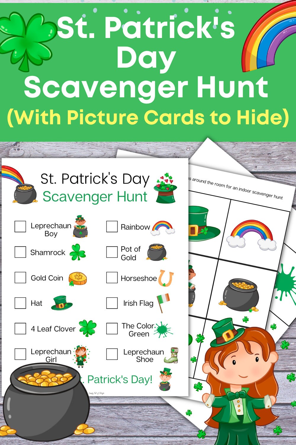 St. Patrick's Day Scavenger Hunt With Picture Cards to Hide, Saint ...