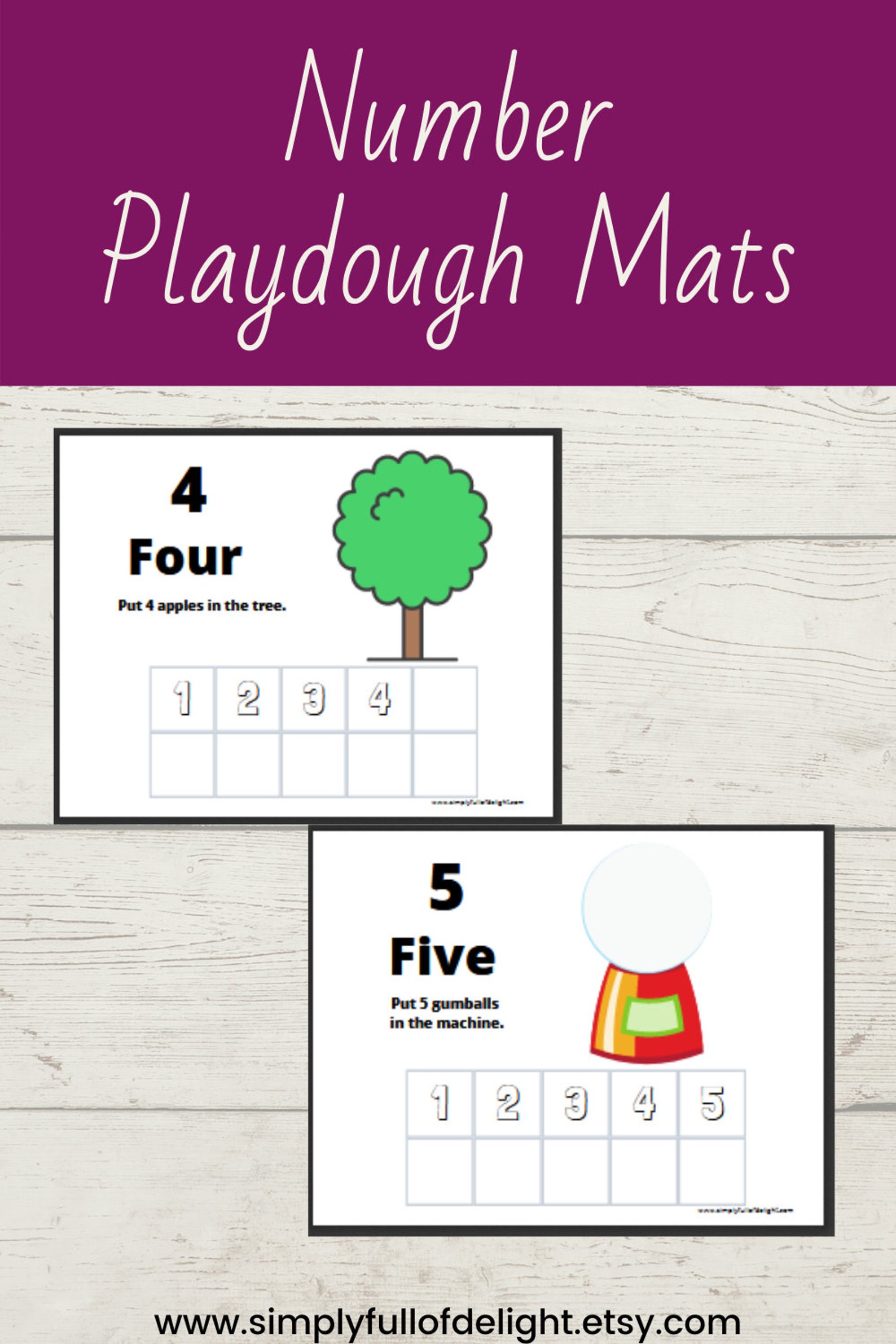 Number Playdough Mats, Printable Playdoh Mats, 1-5 Number Play Dough ...