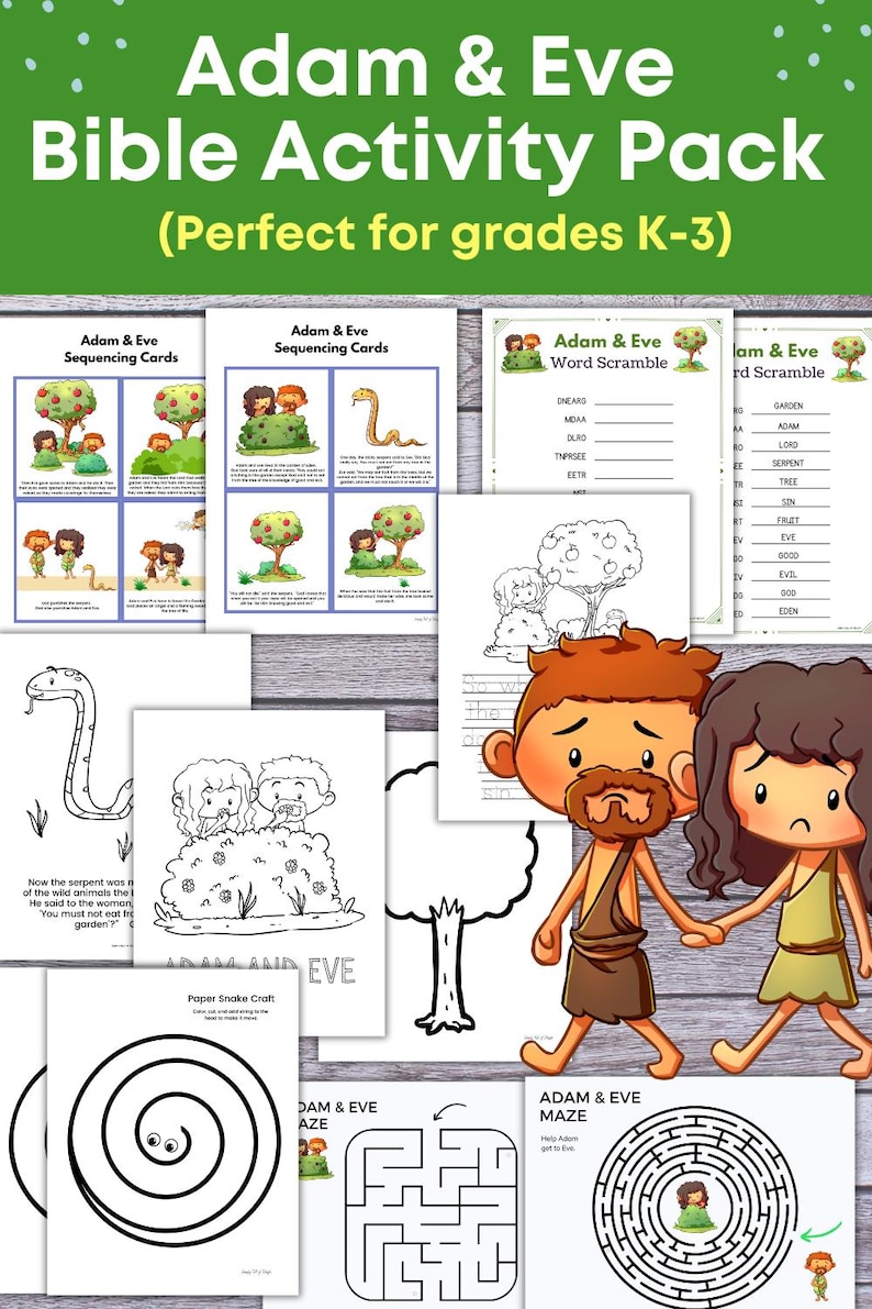 Adam & Eve Bible Story, Adam and Eve Activities, Adam and Eve Craft ...