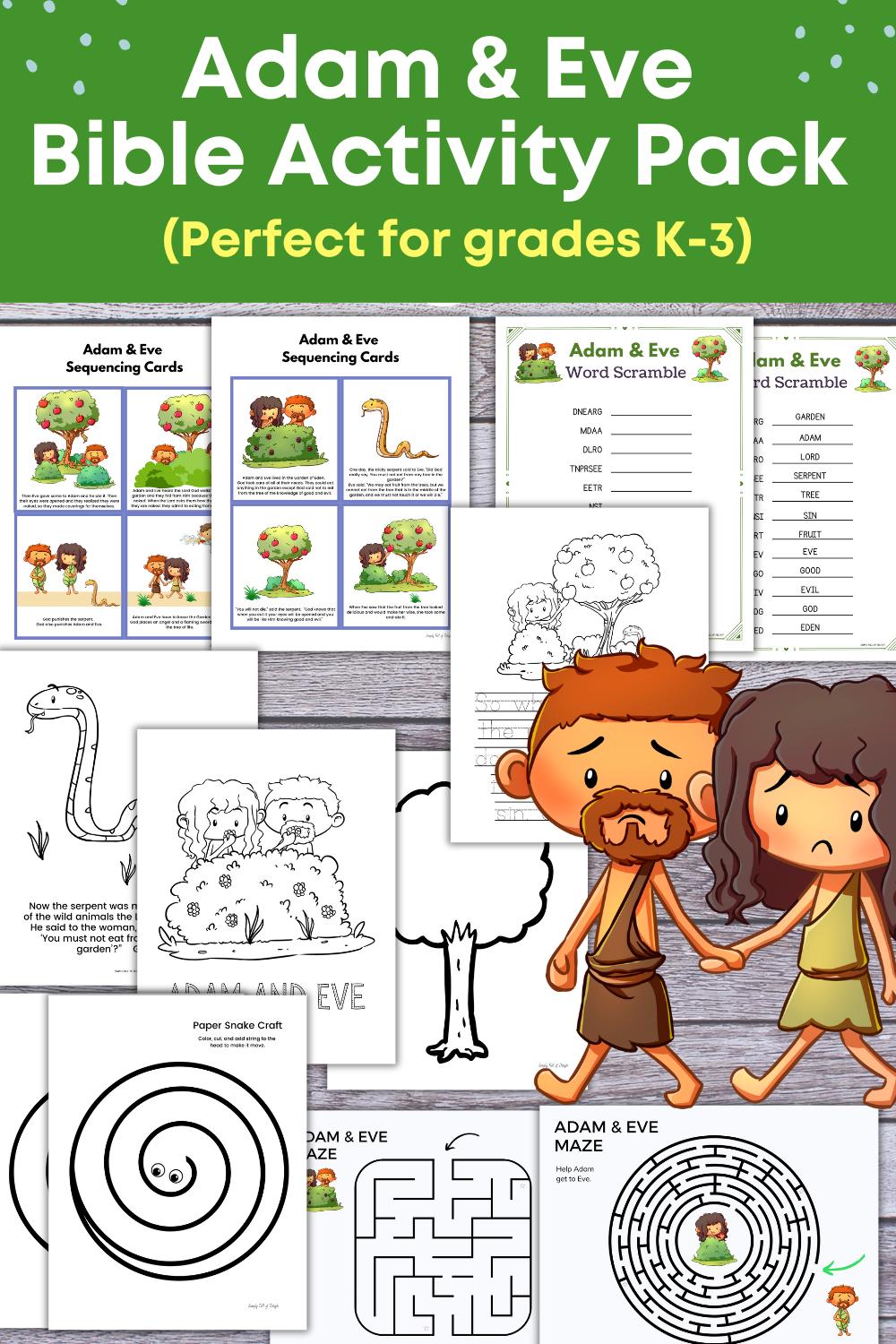 Adam & Eve Bible Story, Adam and Eve Activities, Adam and Eve Craft ...